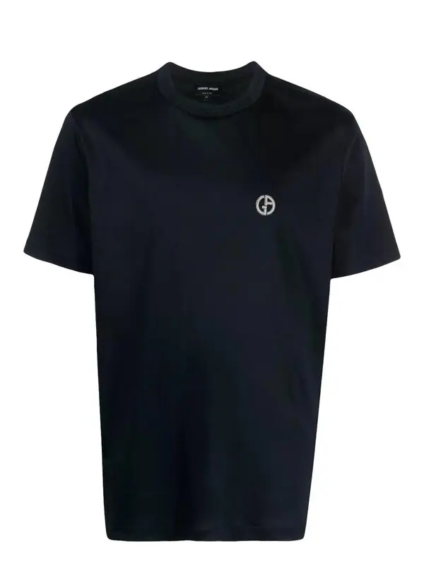 Giorgio Armani Logo-embroidered Cotton T-shirt - Blue