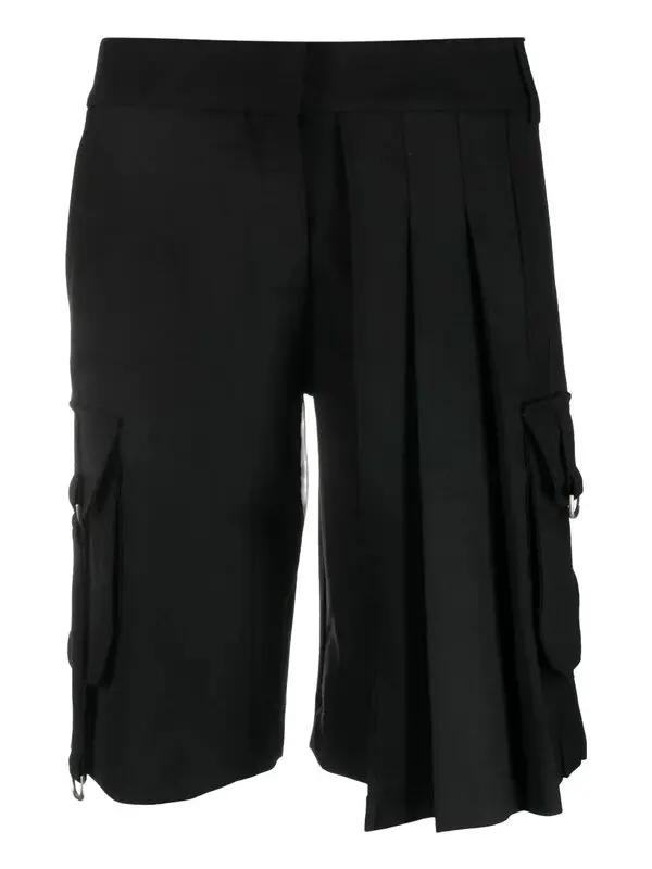 Off-White Pleated Cargo Shorts - Black