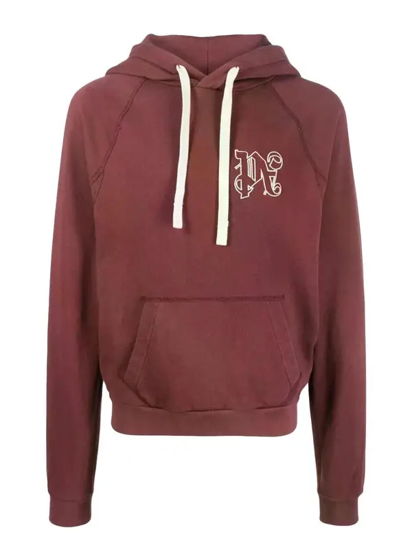 Palm Angels Monogram-embroidered Cotton Hoodie - Red