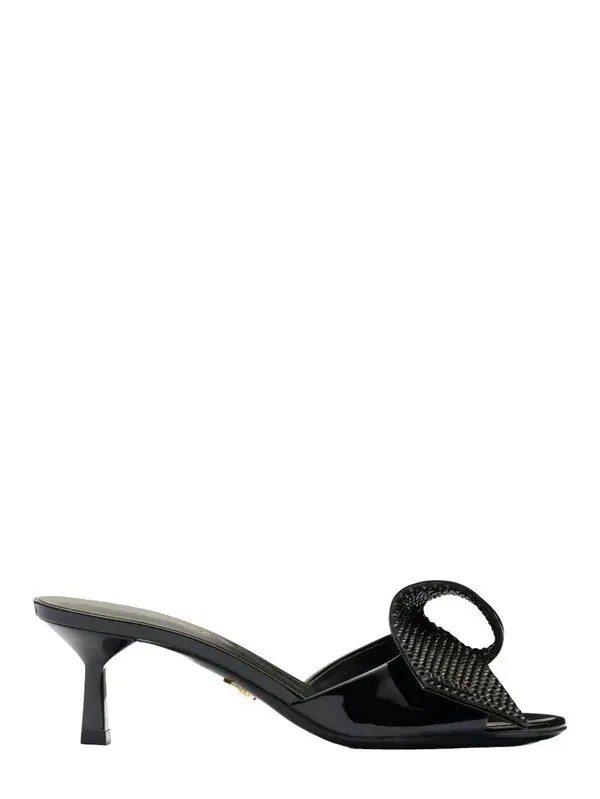 Prada Bow-detail Patent-leather Stiletto Sandals - Black