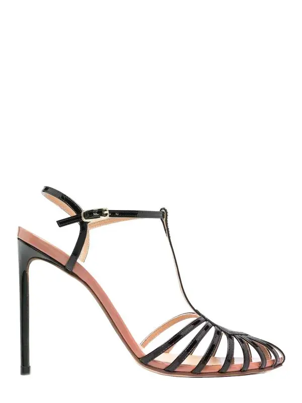FRANCESCO RUSSO Pointed Strap-detail 105mm Sandals - Black