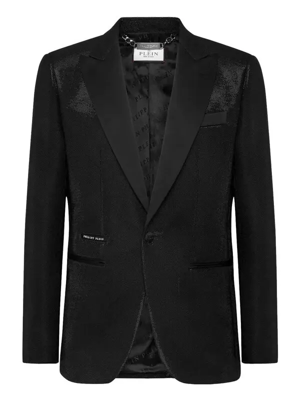 Philipp Plein Single-breasted Lurex Blazer - Black
