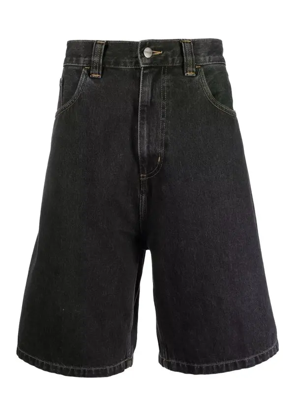Carhartt Work In Progress Logo-patch Wide-leg Denim Shorts - Black