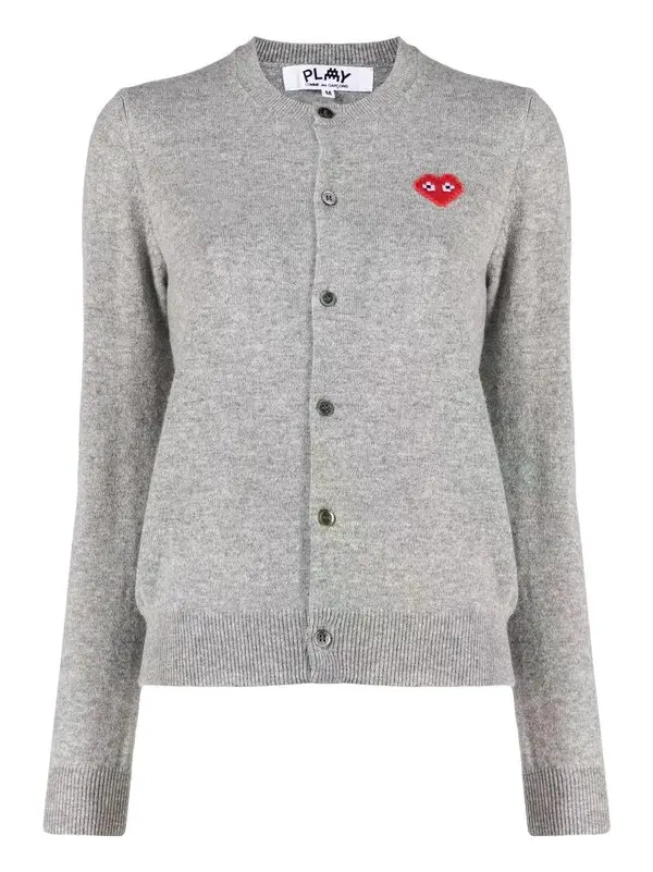 Play Comme Des Garcon Logo-print Wool Cardigan - Grey