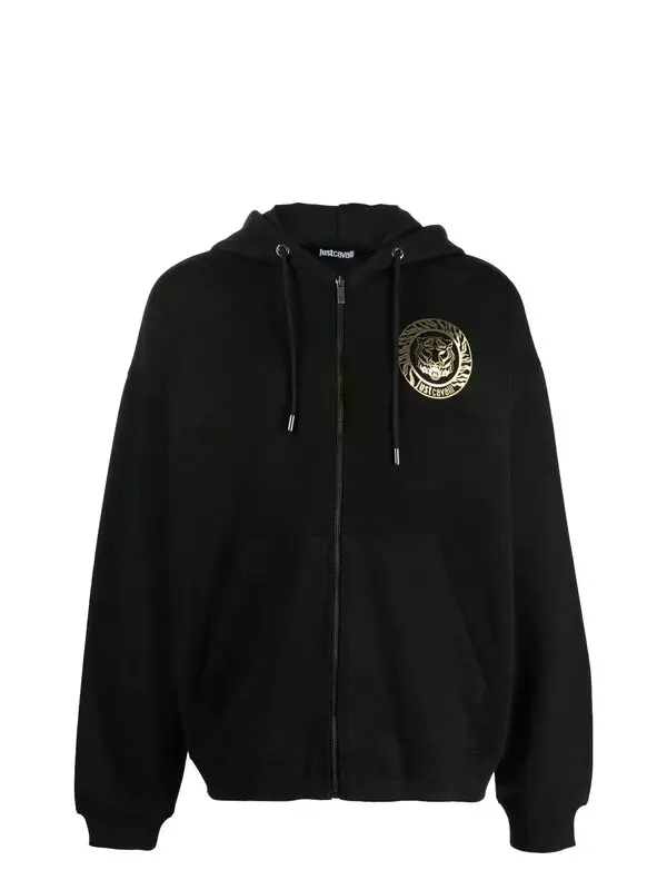 Just Cavalli Logo-print Cotton Hoodie - Black