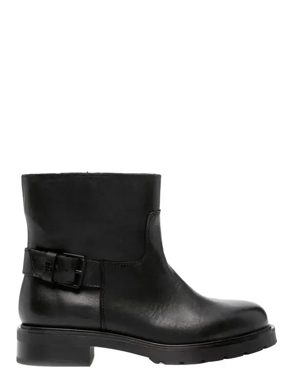Tommy Hilfiger Leather Ankle Boots - Black