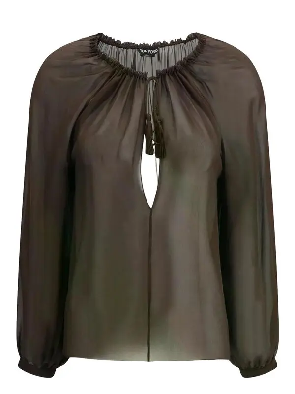 TOM FORD Long-sleeve Silk Blouse - Brown