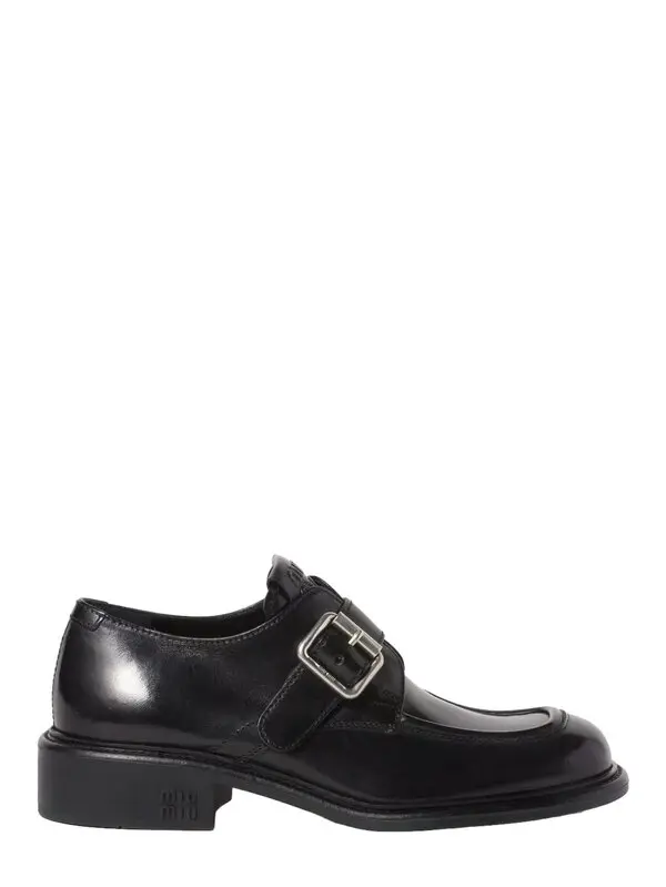 Miu Miu Leather Brogue Shoes - Black