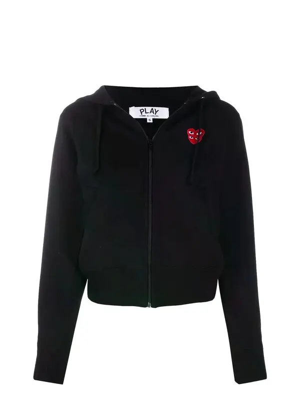 Play Comme Des Garcon Logo-motif Zip-up Hoodie - Black