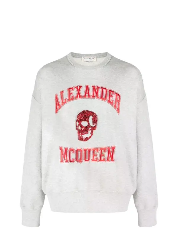 Alexander McQueen Logo-embroidered Cotton Hoodie - Grey