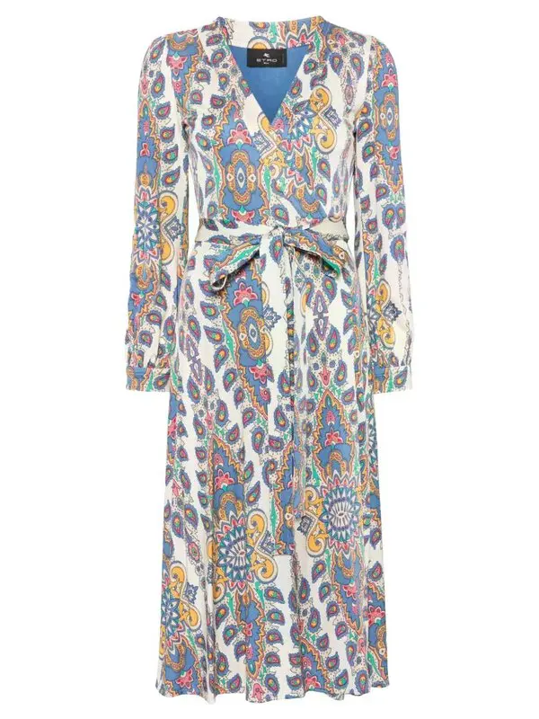 Etro Paisley-print Midi Dress - Neutrals