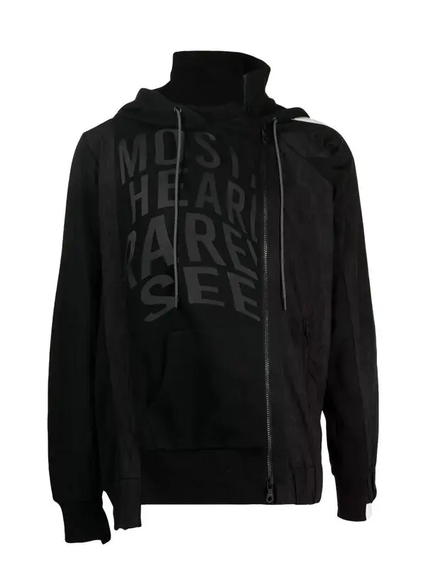 MOSTLY HEARD RARELY SEEN Asymmetric Panelled Hoodie - Black