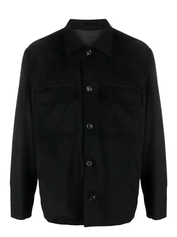 LARDINI Button-up Wool-blend Shirt Jacket - Black
