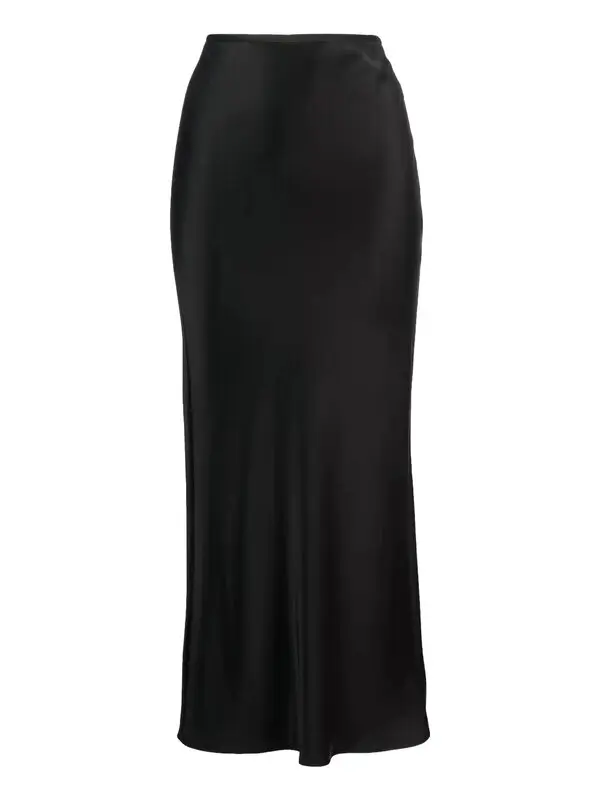V:PM ATELIER Satin-finish Flared Midi Skirt - Black