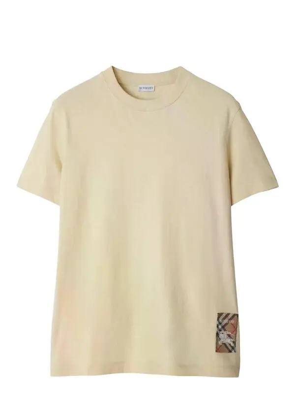 Burberry Check Label Cotton T-shirt - Neutrals