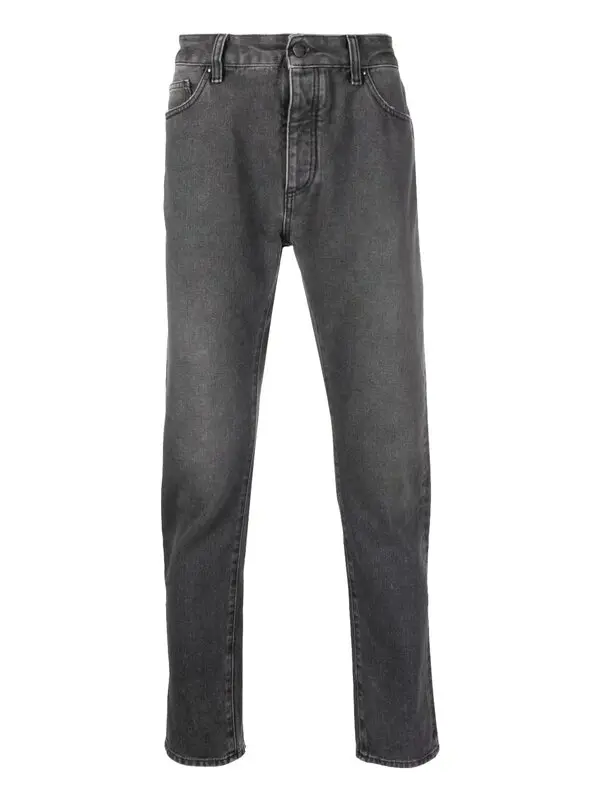 Palm Angels Logo Print Straight Leg Jeans - Grey