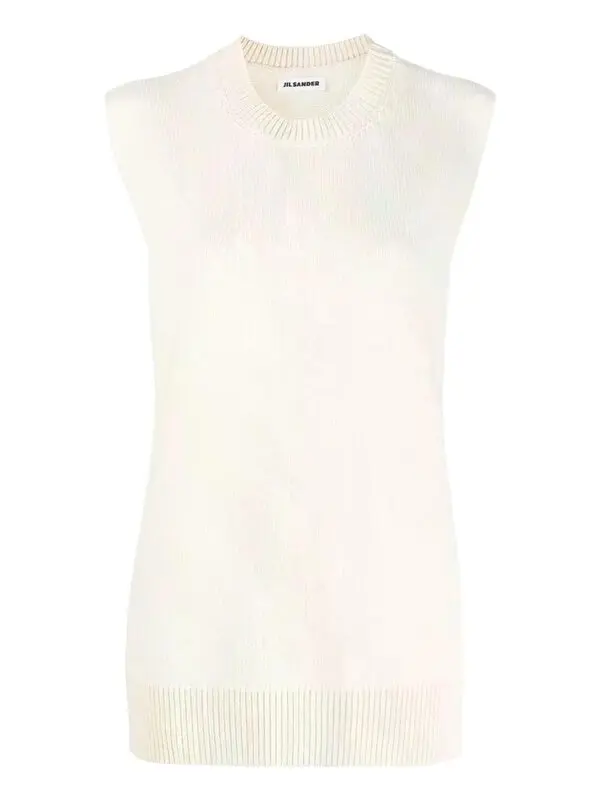 JIL SANDER Cashmere Wool Blend Knit Vest - White