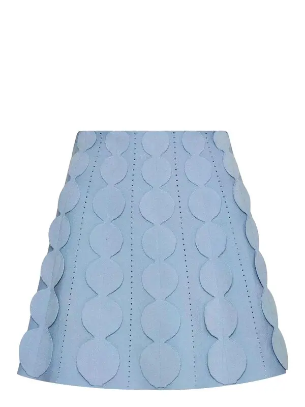 Oscar De La Renta Geometric Circle Knitted Mini Skirt - Blue
