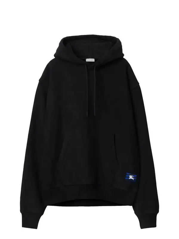 Burberry Equestrian Knight Appliqué Cotton Hoodie - Black