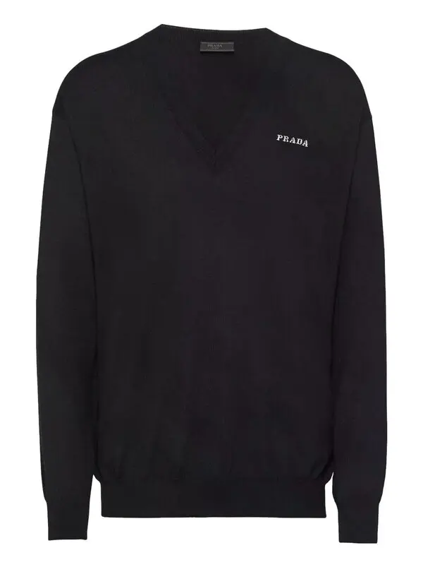 Prada V-neck Cashmere Jumper - Black