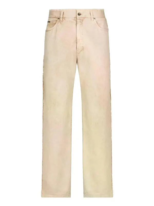 Dolce & Gabbana Frayed-trim Loose-fit Jeans - Neutrals