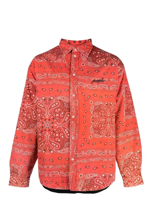 PURPLE BRAND Logo-embroidered Bandana-print Shirt - Red