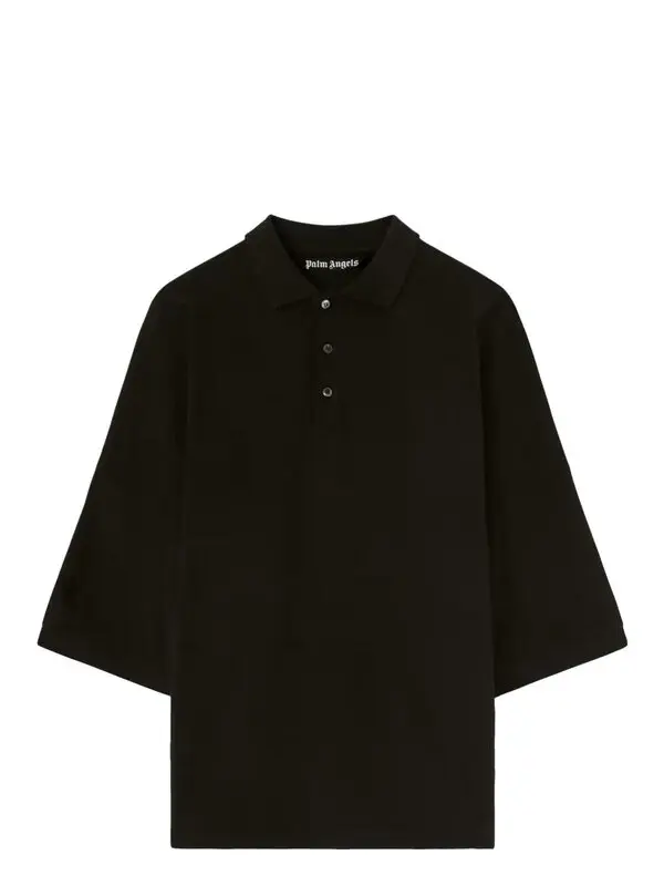 Palm Angels Logo-print Polo Shirt - Black