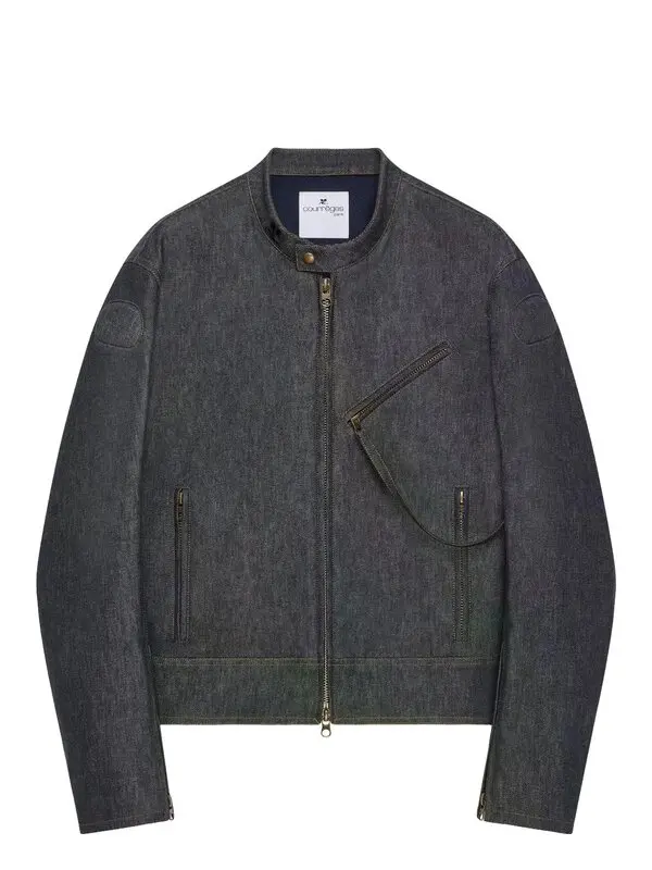 COURREGES Denim Bomber Jacket - Grey