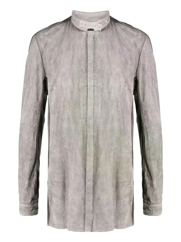 Boris Bidjan Saberi Stand-up-collar Cotton Shirt - Grey