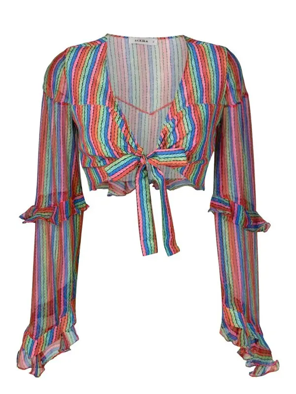 AMIR SLAMA Graphic-print Crop Top - Multicolour