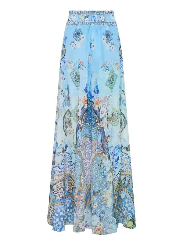 Camilla Wide-leg Sheer Trousers - Blue
