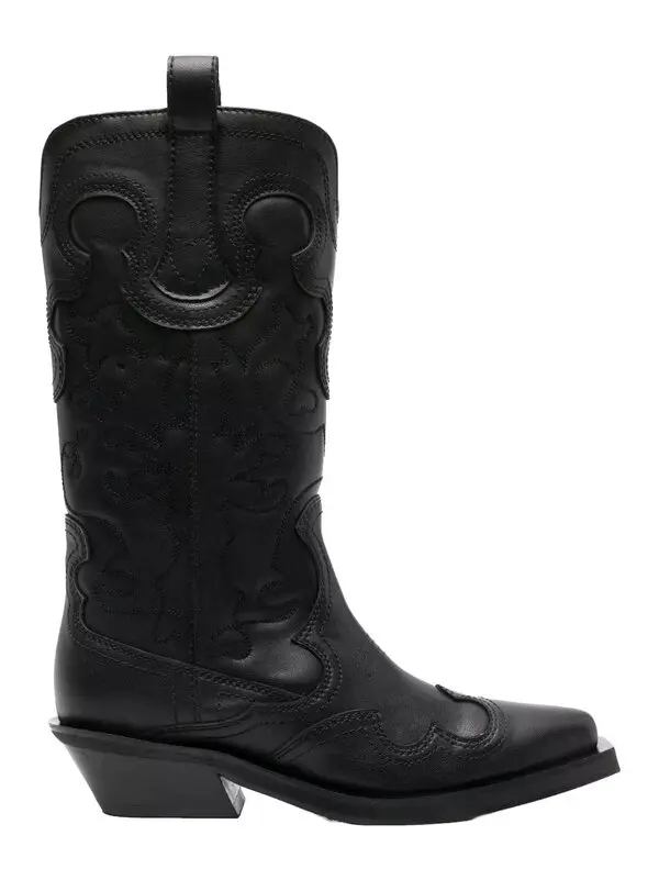 GANNI Panelled Calf-length Boots - Black