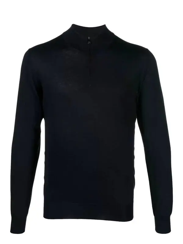 Corneliani Half-zip Fine-knit Jumper - Blue