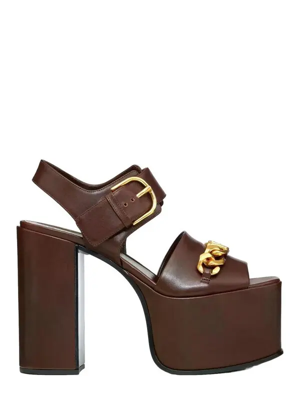 Valentino Garavani Vlogo Chain 130mm Platform Sandals - Brown