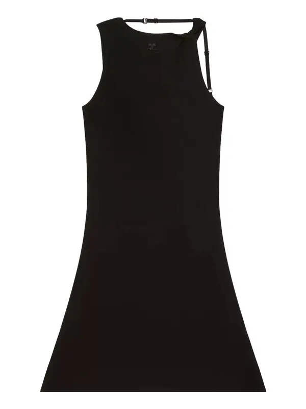 COURREGES Strap-detail Jersey Minidress - Black