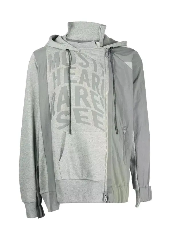 MOSTLY HEARD RARELY SEEN Asymmetric Logo Hoodie - Grey