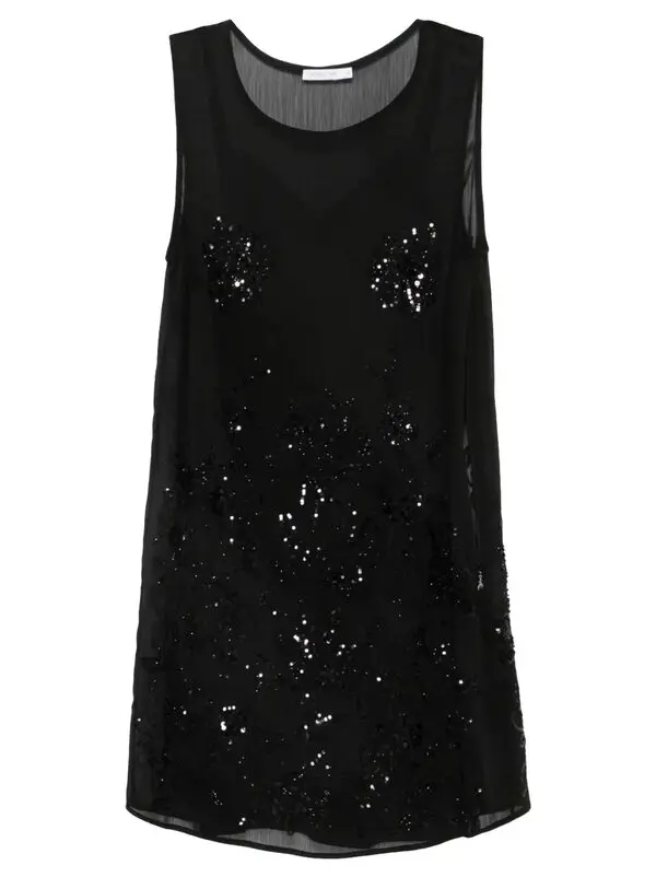 Patrizia Pepe Floral-embroidered Mini Dress - Black