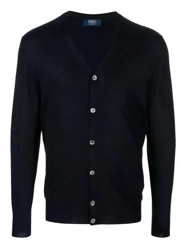 Fedeli V-neck Buttoned Cardigan - Blue