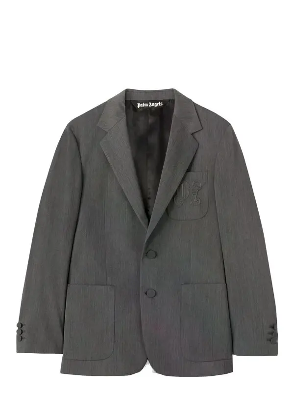 Palm Angels Logo-embroidered Blazer - Grey