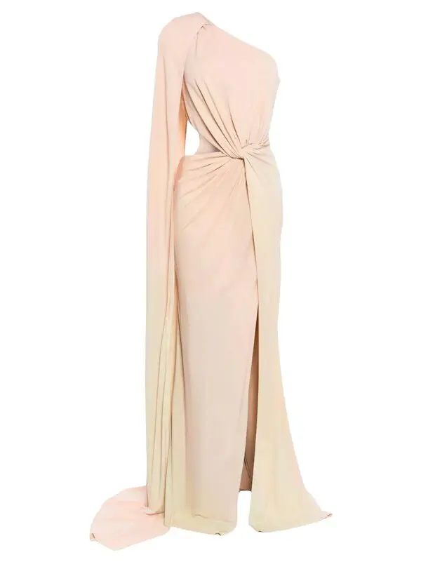 Elie Saab One-shoulder Jersey Gown - Brown