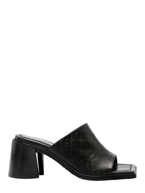 MARINE SERRE Calf Leather Moonogram Sandals - Black