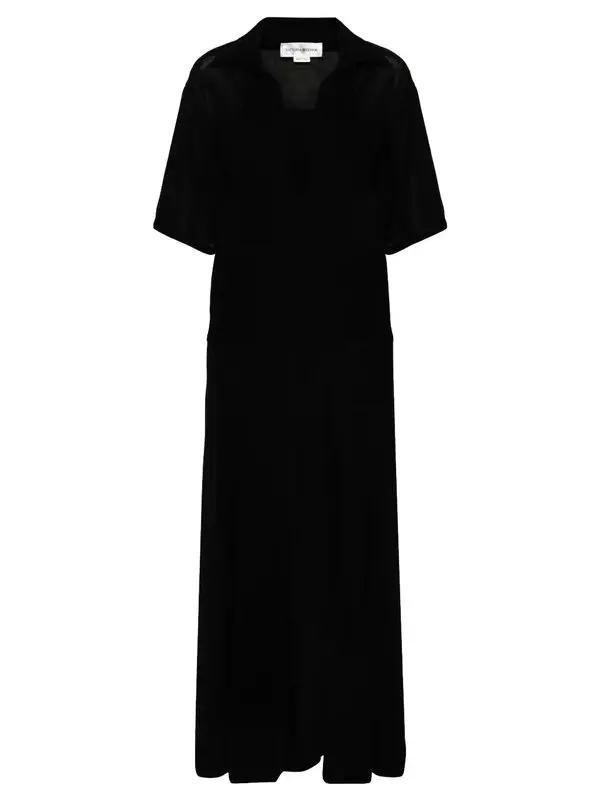 Victoria Beckham Paneled Knitted Maxi Dress - Black