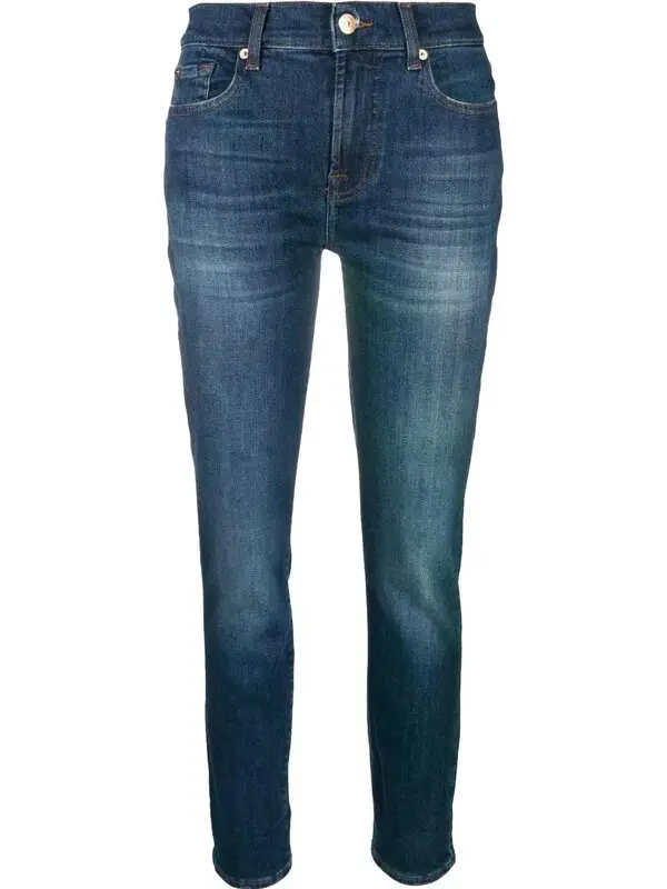 7 For All Mankind Mid-rise Cropped Jeans - Blue