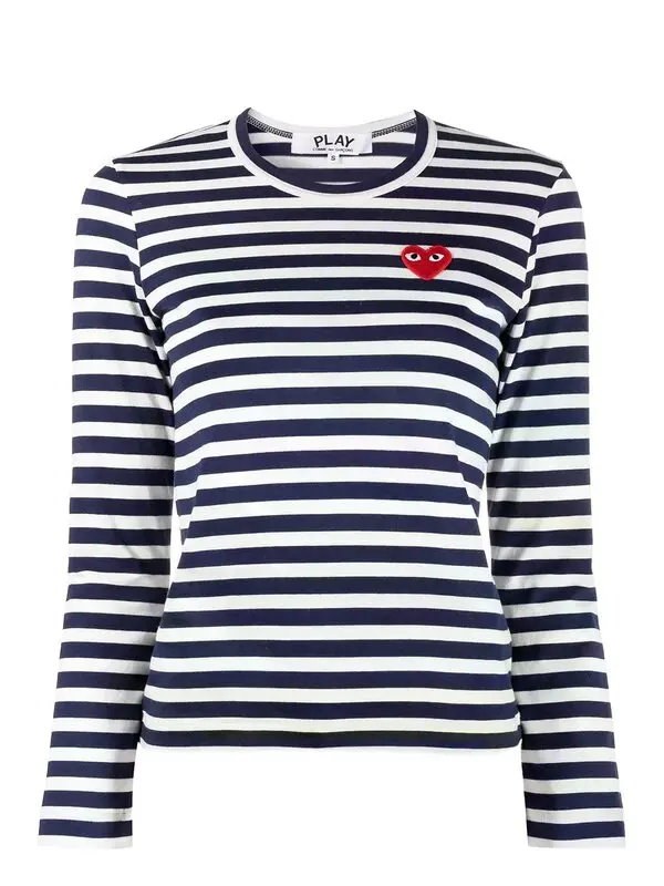 Play Comme Des Garcon Striped Long-sleeve T-shirt - Blue