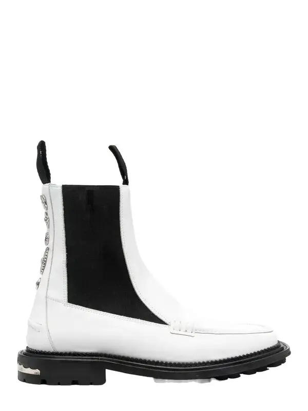 TOGA VIRILIS Charm-detail Leather Ankle Boots - White