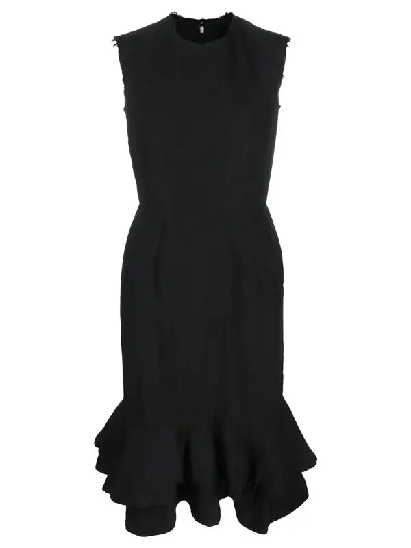 Comme Des Garçons Sleeveless Ruffle-trim Midi Dress - Black