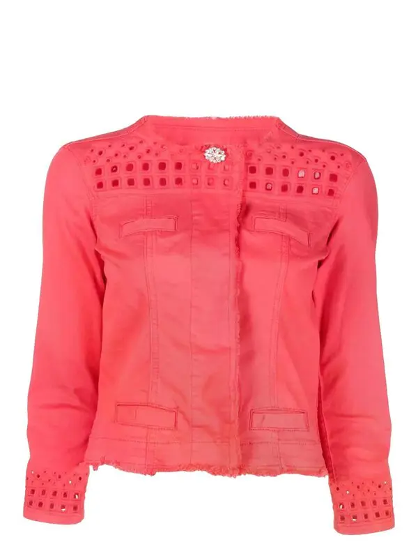 Liu Jo Cropped Jacket With Frilled Neckline - Red