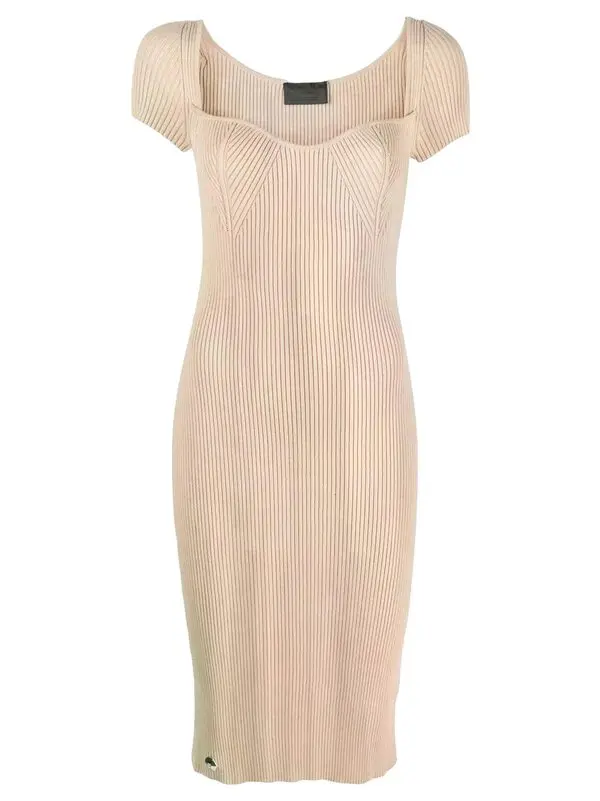 Philipp Plein Rib-knit Midi Dress - Neutrals