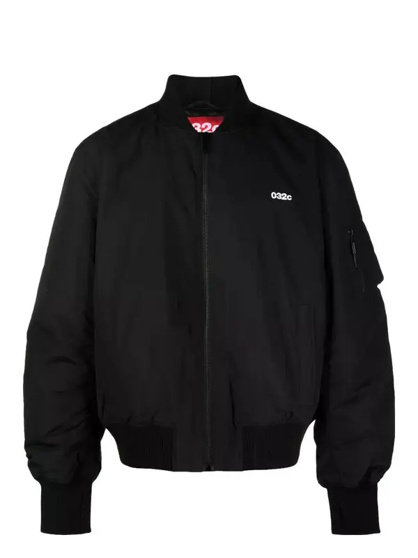 032C Logo-print Zip-up Bomber Jacket - Black