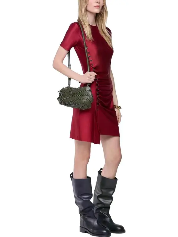 Rabanne Ruched Short-sleeve Dress - Red